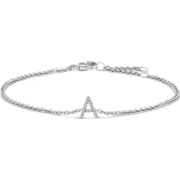 HAUS OF BRILLIANCE 10k Gold Diamond Accent Initial Charm Link Bracelet - White | A